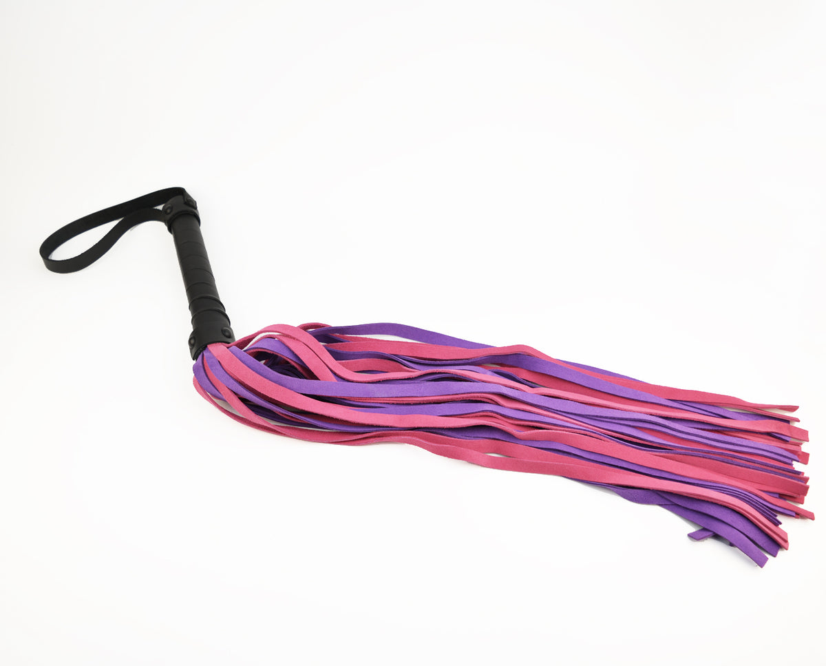 Deluxe Leather Flogger Purple And Pink Combination Mercy Industries