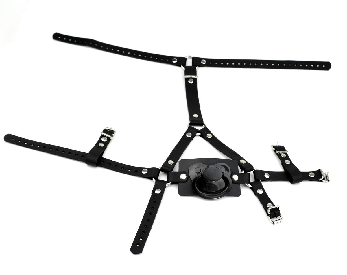 Leather Dummy Panel Gag Head harness BDSM restraint Black and | Etsy ...